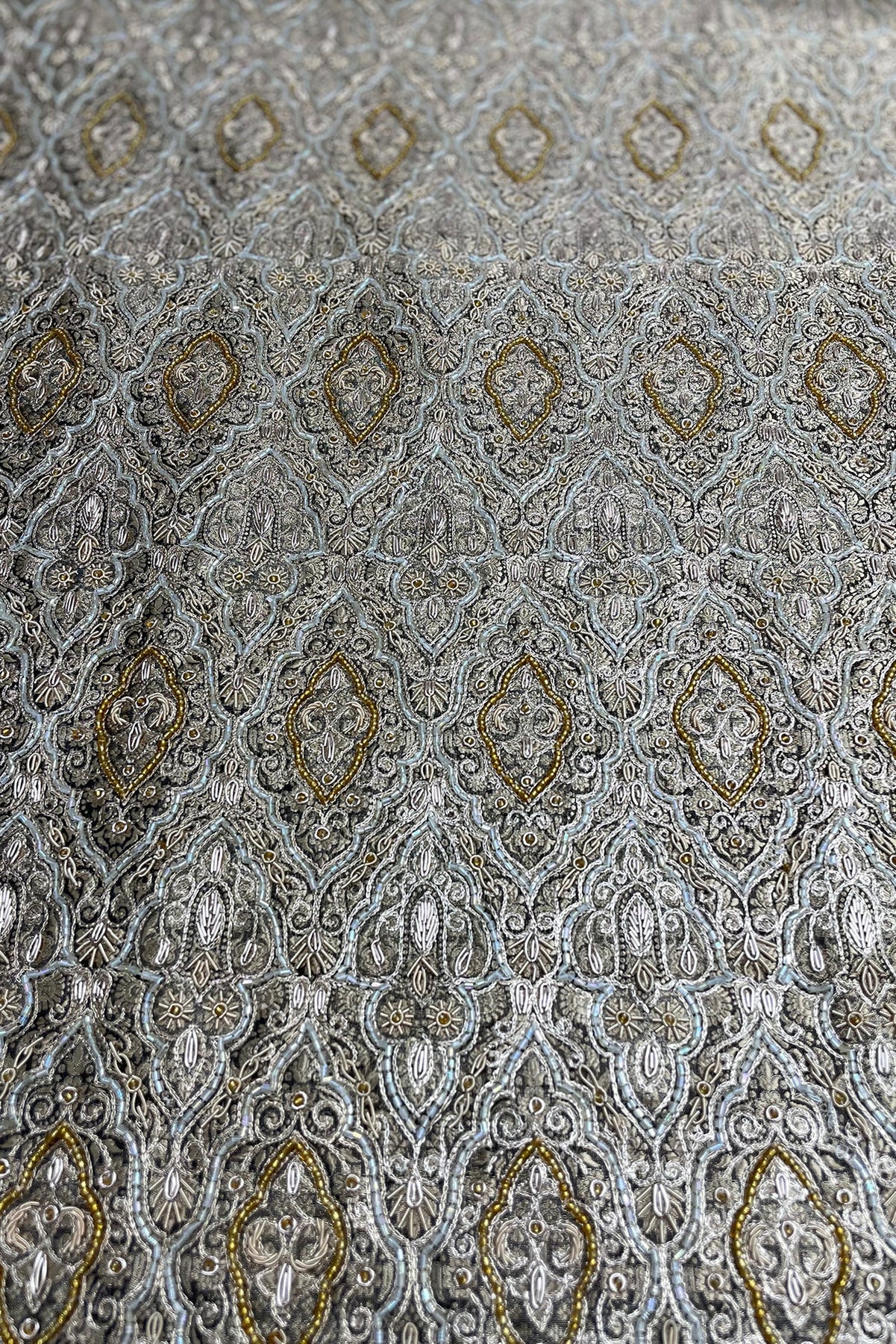 Bright Gold Iridescent Beading on Rich Gold