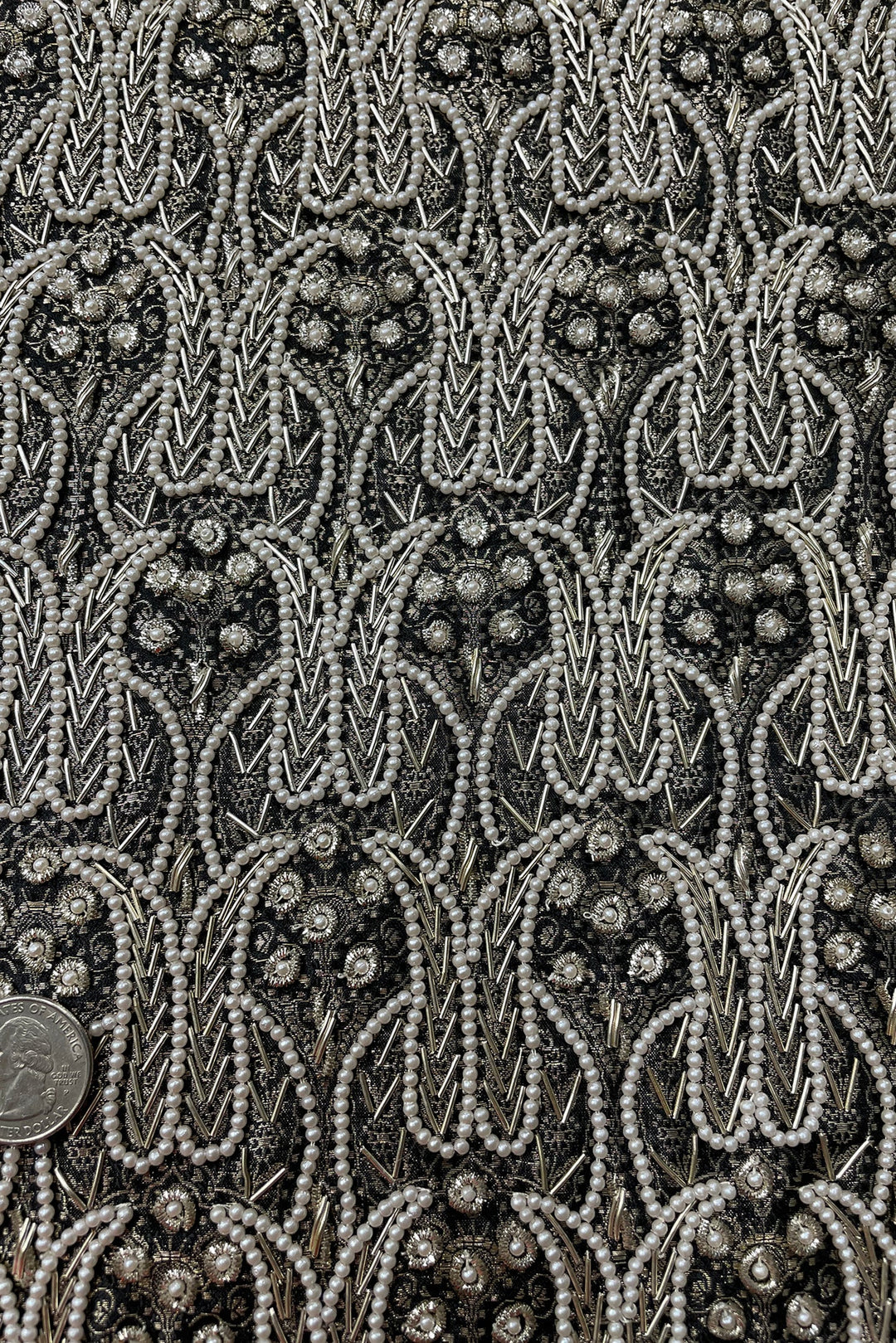 Black And White Brocade Pattern White On White Mums Floral Silk