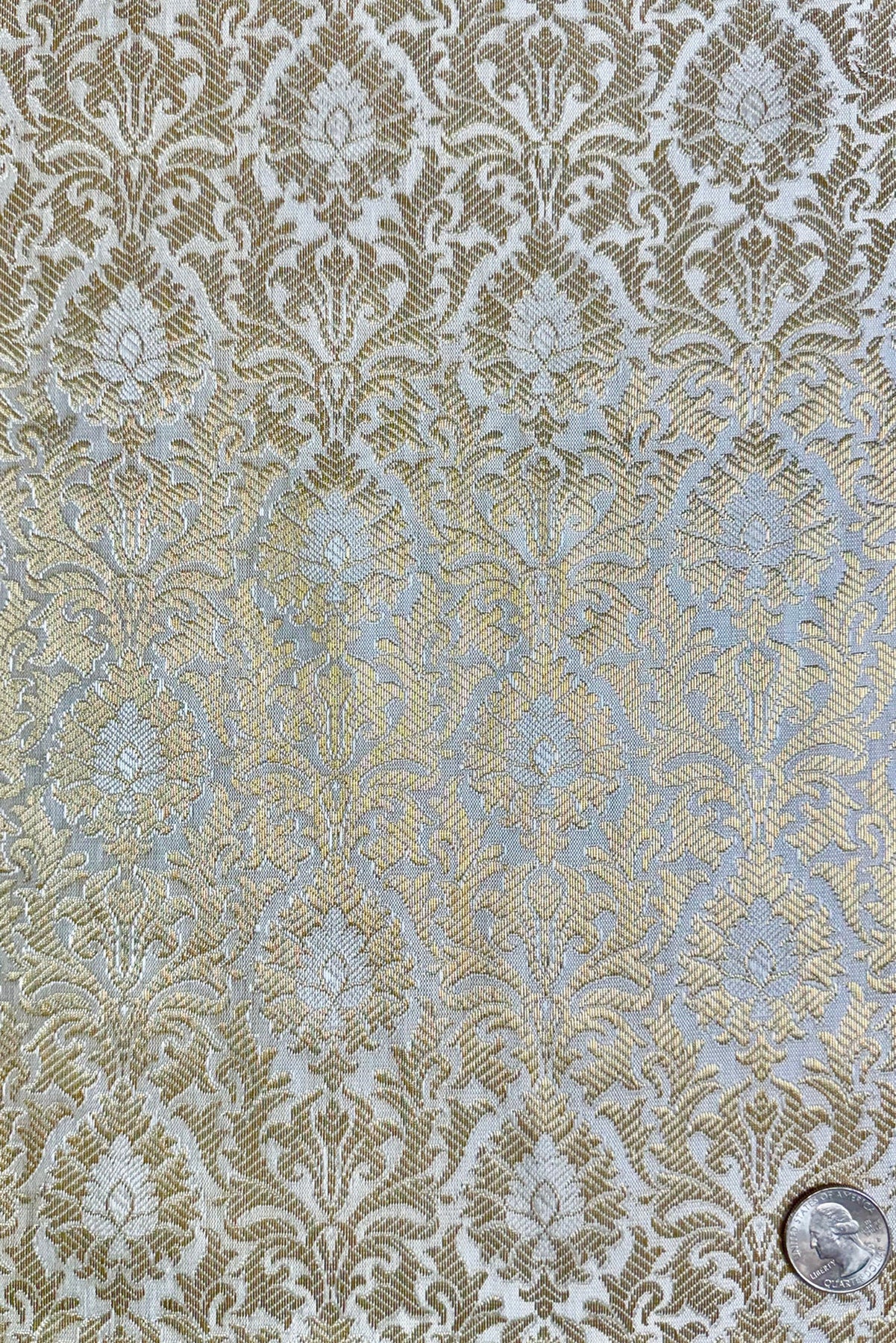 Light Gold Silver Metallic Broacade Fabric