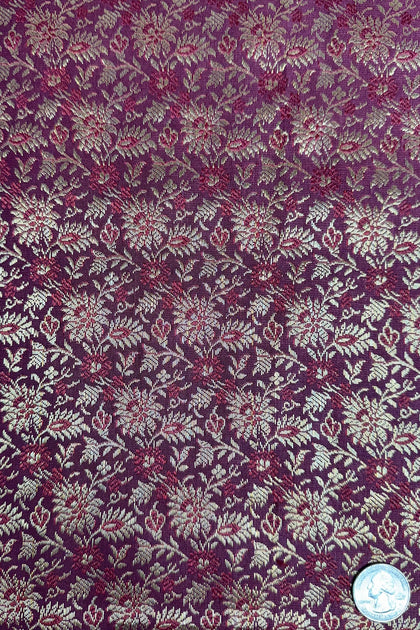 Burgundy Metallic Broacade Fabric