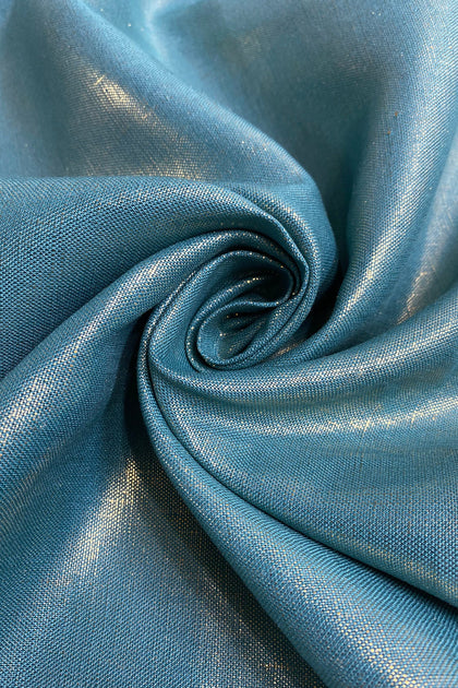 Gold Lake Blue Metallic Linen