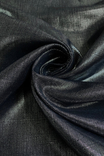 Midnight Navy Metallic Linen