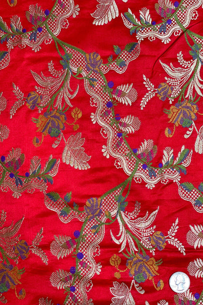 Red Silk Brocade JV-1617 Fabric By the Yard