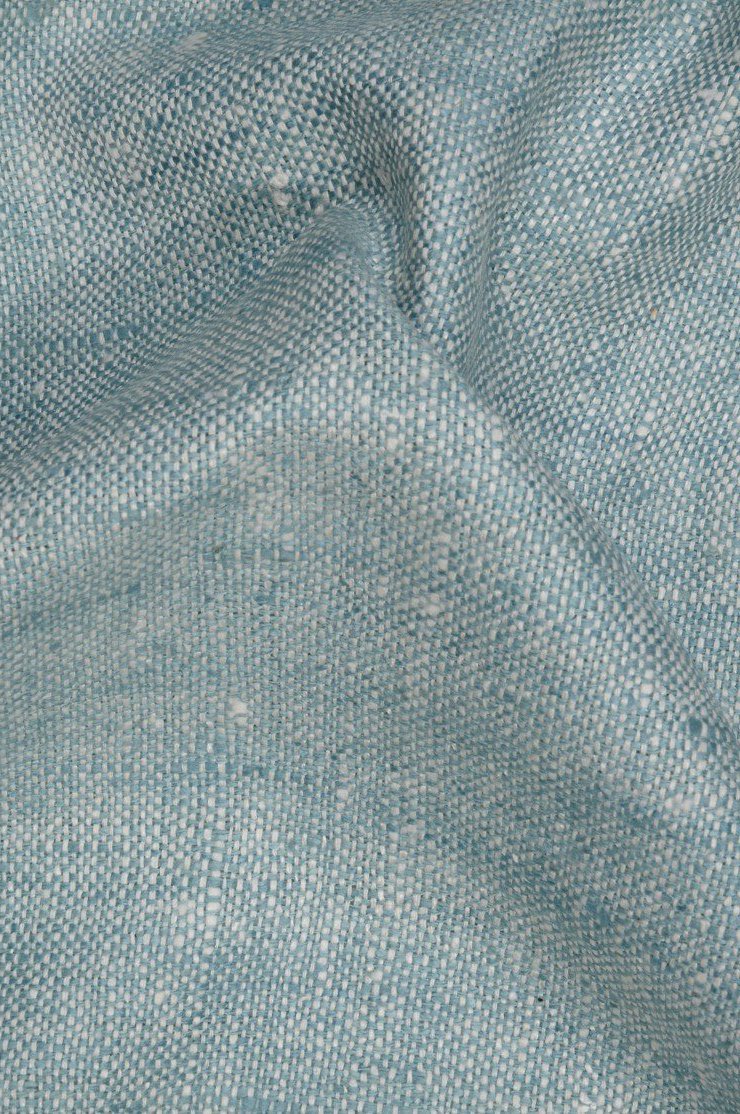 Blue Silver Silk Linen (Matka) Fabric By The Yard
