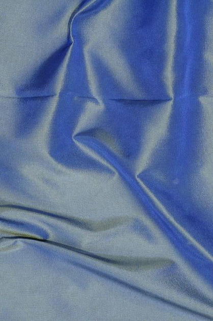 Blue Silver Taffeta Silk Fabric By The Yard