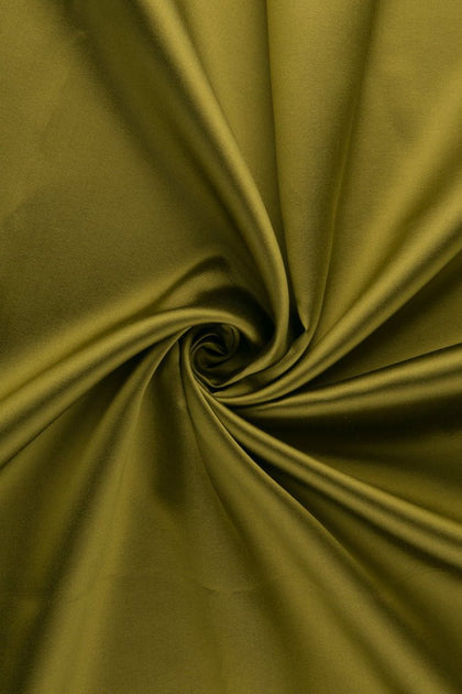 Golden Olive Silk Wool Fabric By The Yard