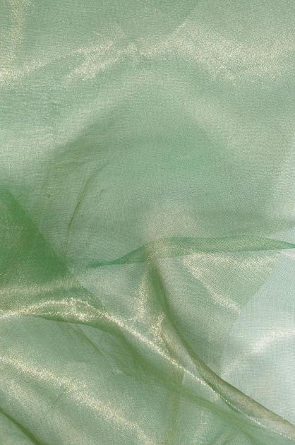 Green Gold Metallic Organza Fabric By The Yard