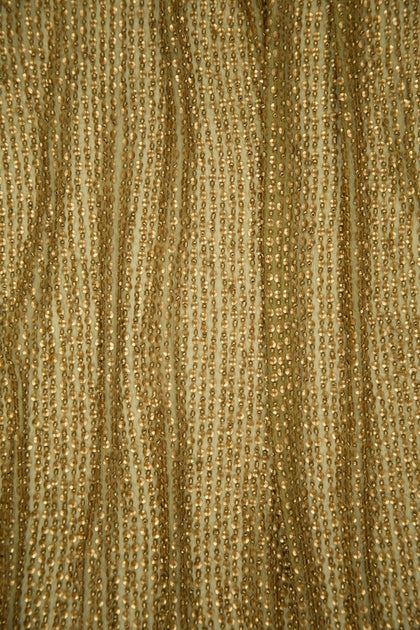 Ancient Gold Sequins & Beads on Chiffon Fabric
