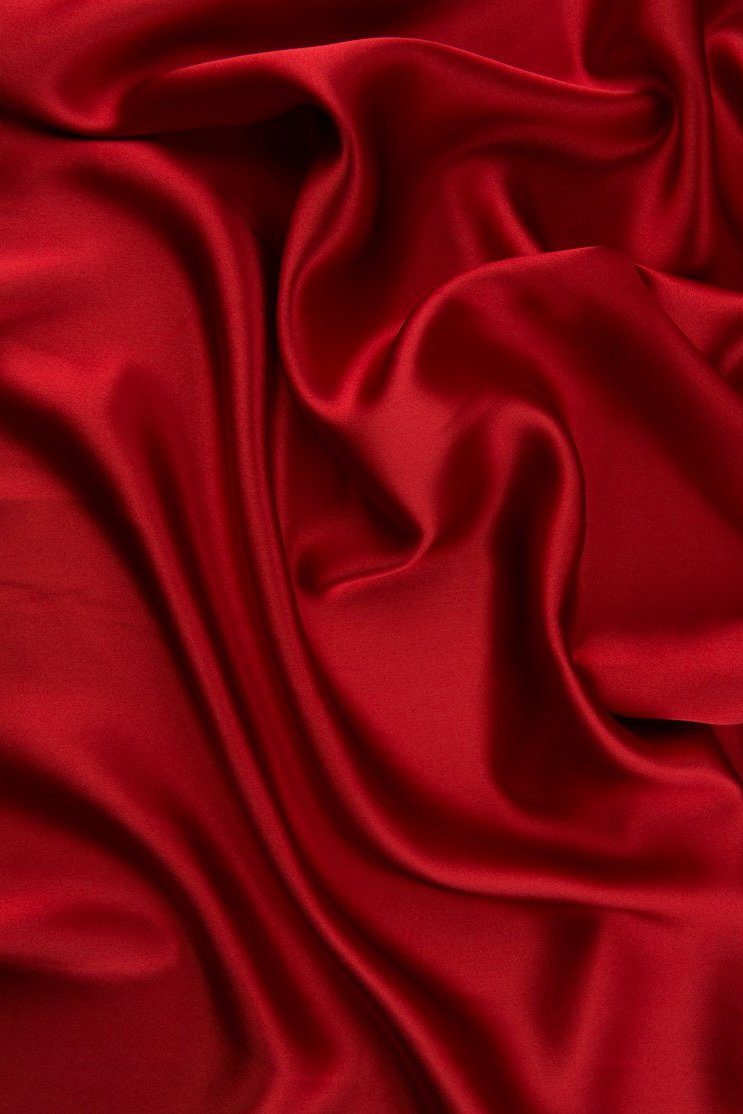 Ribbon Red Charmeuse Silk Fabric By The Yard