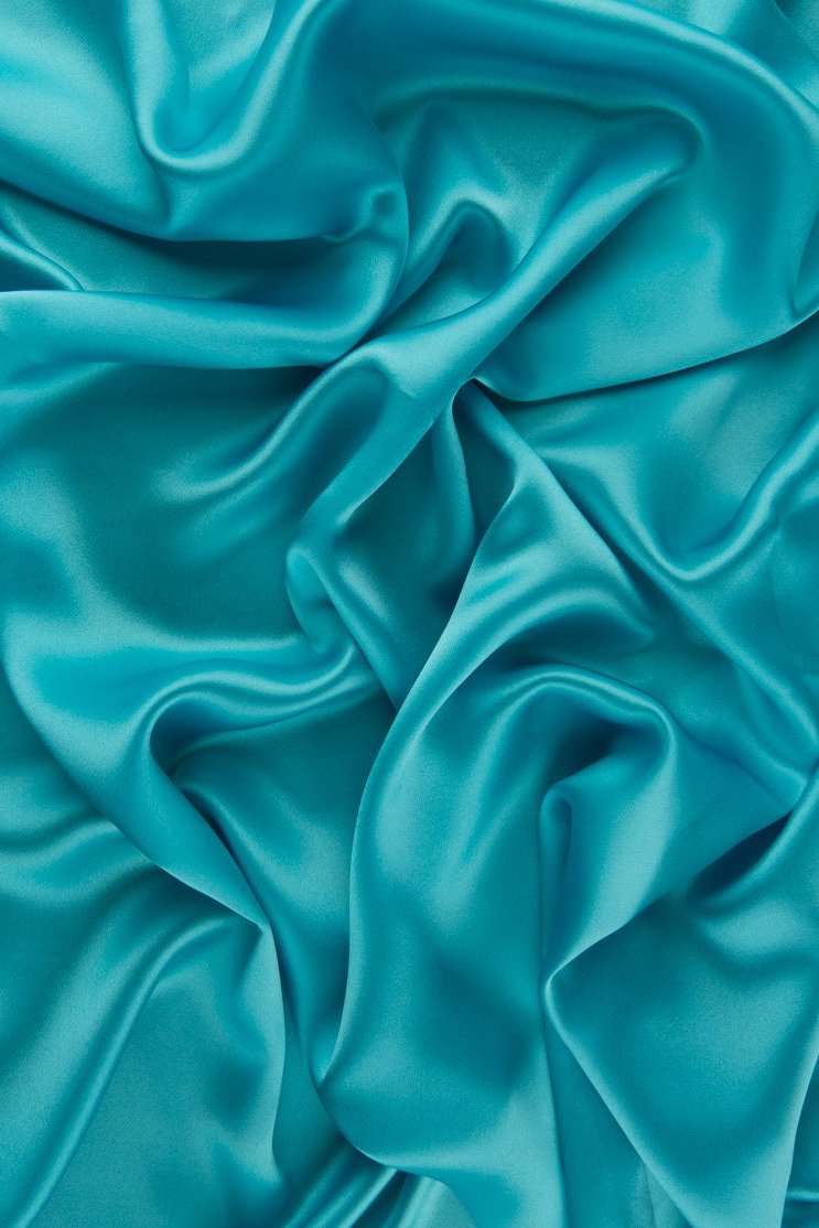 Scuba Blue Charmeuse Silk Fabric By The Yard