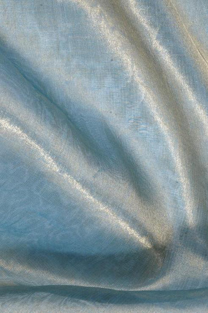 Turquoise Gold Metallic Organza Fabric By The Yard