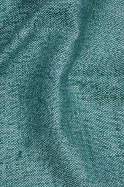 Turquoise Green Silk Linen (Matka) Fabric By The Yard